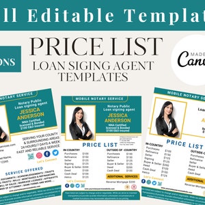 Mobile Notary Loan Signing Agent Photo Business Flyer Notary Price List ...