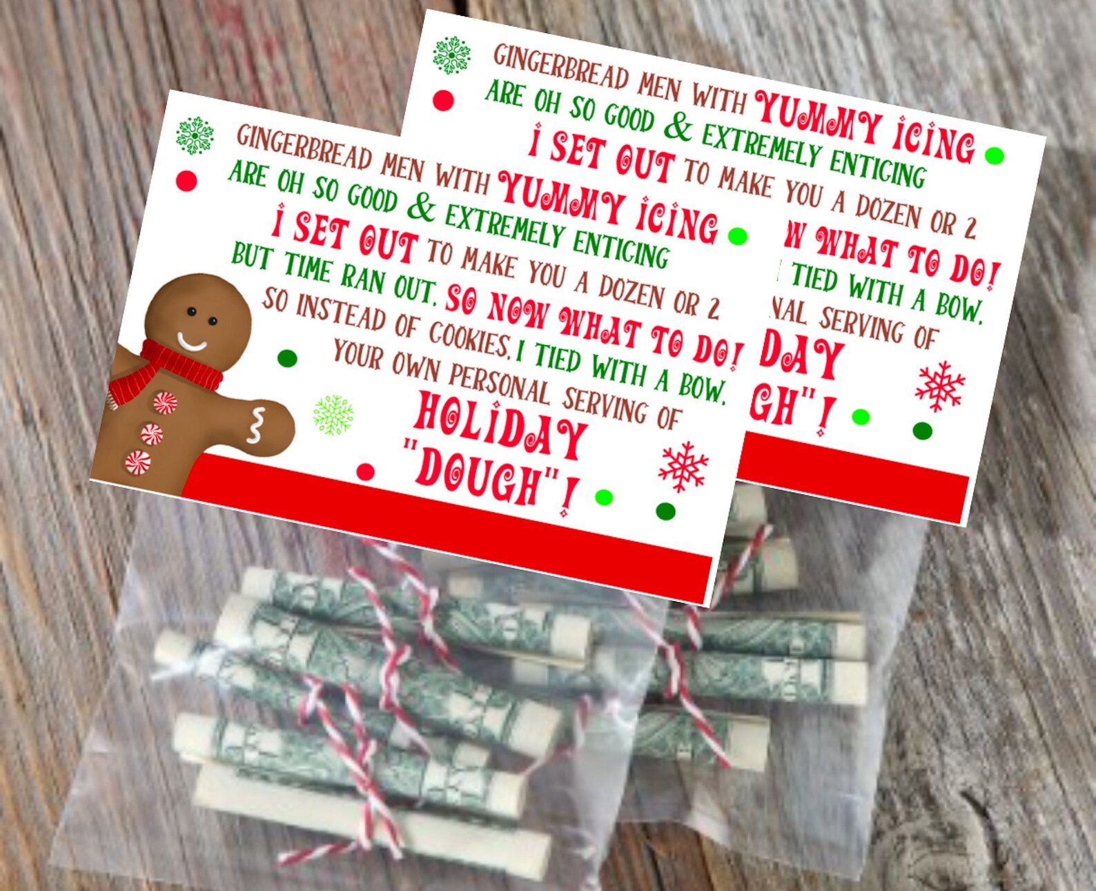 Holiday dough Treat Bags & Toppers Christmas Gift Tags Money - Etsy