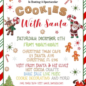 Cookies With Santa Editable Flyer Photos With Santa Flyer Church School ...