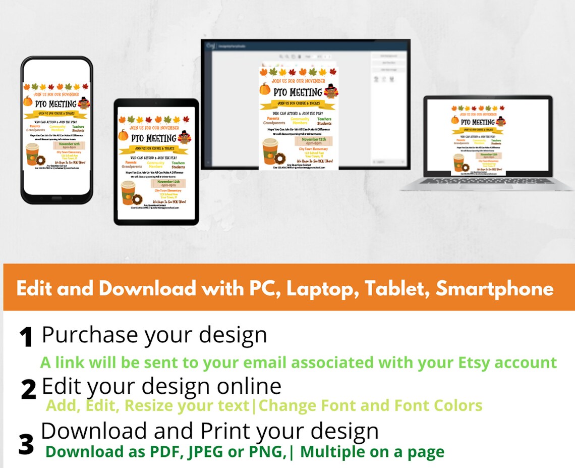 EDITABLE PTO Fall Meeting PTA Meeting November Informational - Etsy