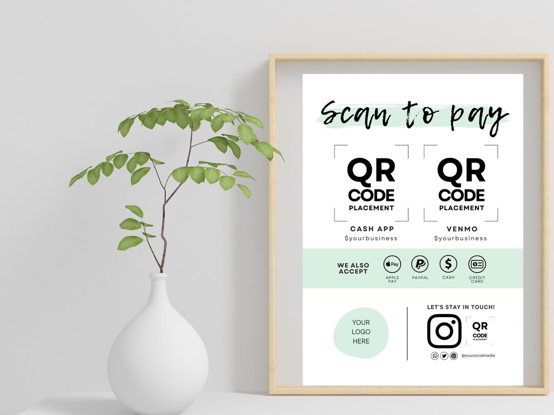 QR Code Sign Template Editable Scan to Pay Card Editable Canva Template ...