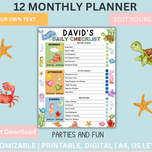 Ocean Animals Chore Chart Chore Chart Printable Kids Daily Weekly ...