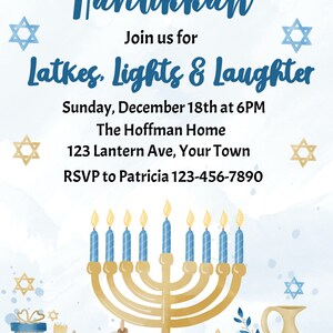 Hanukkah Party Invite, Editable Hanukkah Celebration Invitation ...