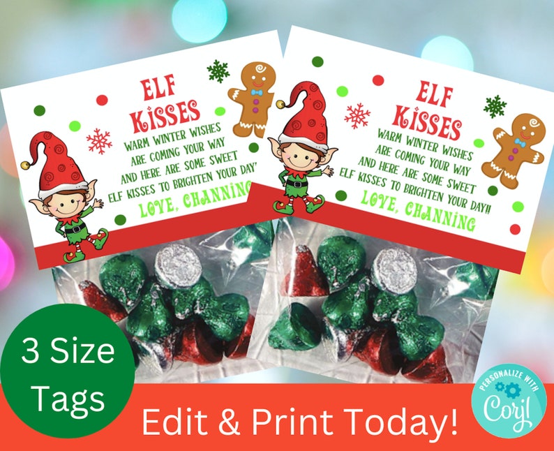 Elf Kisses Treat Bags Treat Topper Christmas Gift Tags - Etsy