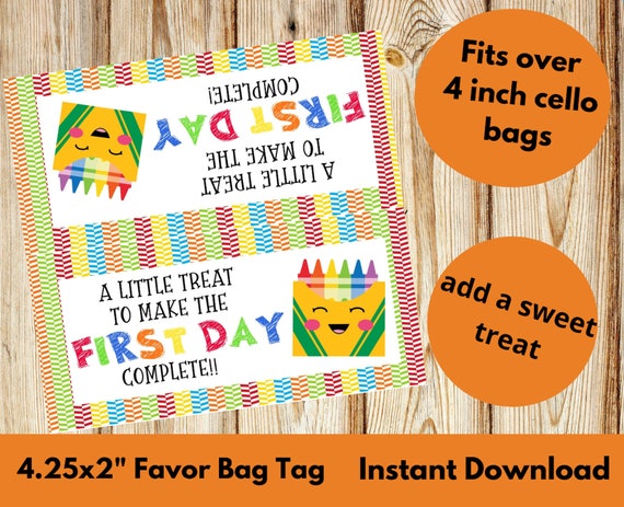 Back to School Goodie Bag Tag First Day of School Student Gift Instant ...