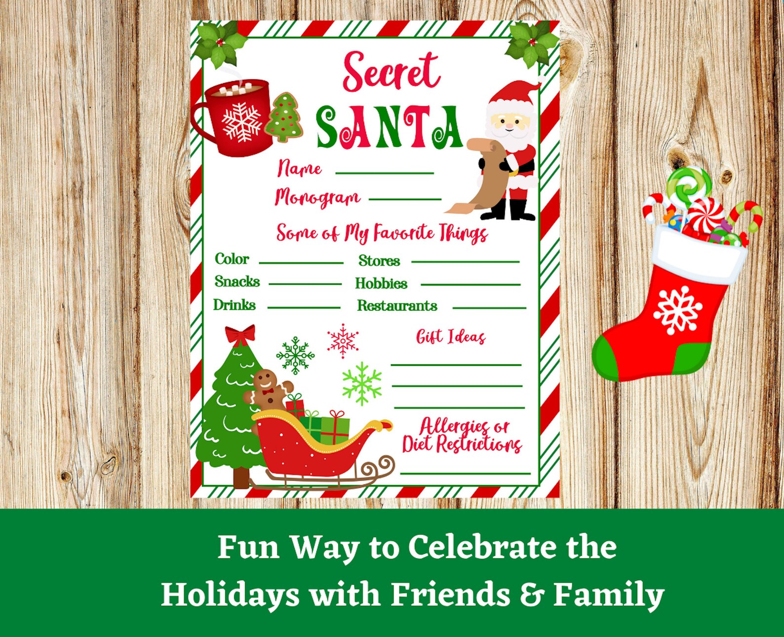 Secret Santa Gift Exchange Questionnaire Survey Holiday Gift - Etsy