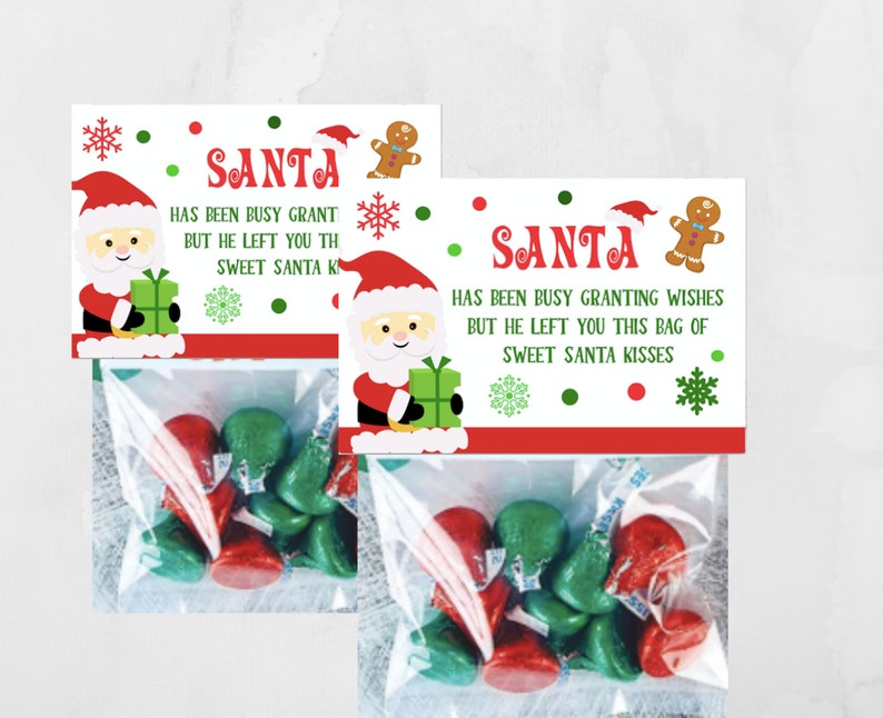 Santa Kisses Treat Bags Treat Topper Christmas Gift Tags - Etsy