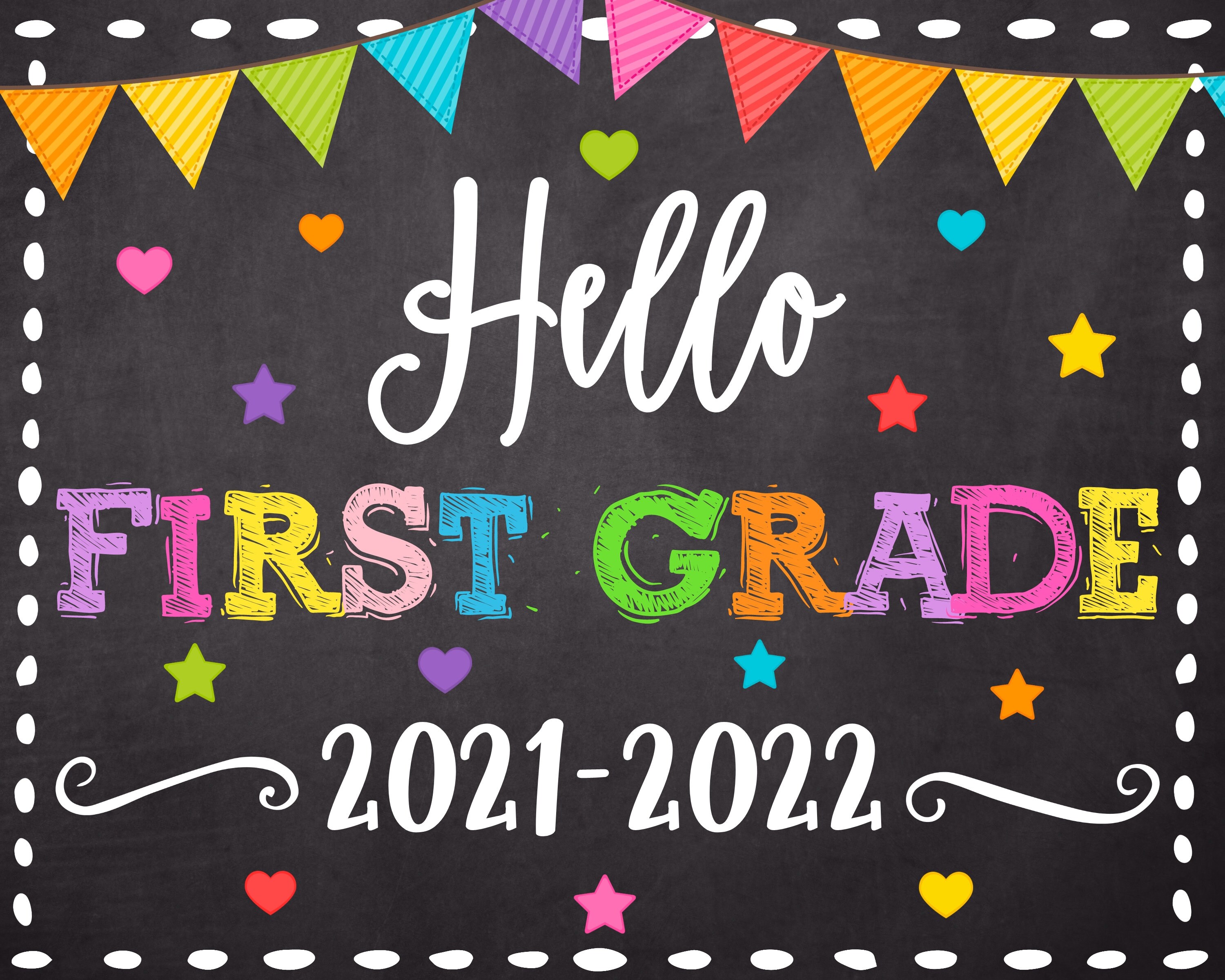 Hello First Grade Sign First Day of First Grade Printable | Etsy