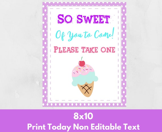 Ice Cream Birthday Party Favors Sign Ice Cream Sign Printable Sign ...