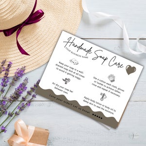 Handmade Soap Care Card Template Editable Soap Care Cards Printable ...
