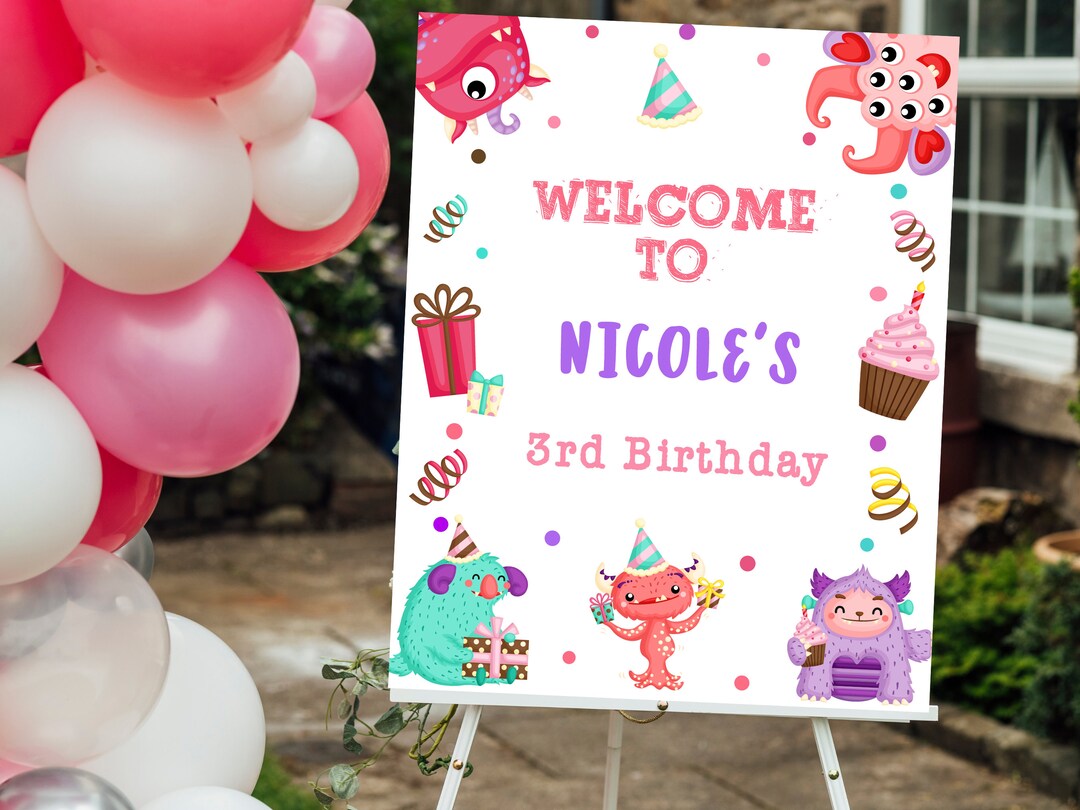 Monster Welcome Sign Monster Party Birthday Editable Sign Welcome Sign ...