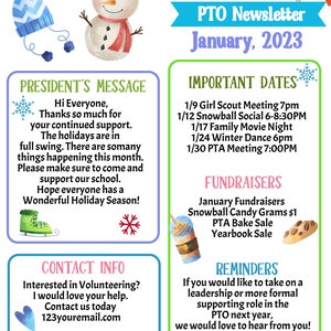 January Newsletter Editable Flyer Template, Winter School Newsletter ...