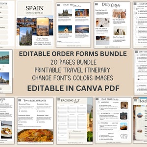 Editable Travel Itinerary Template Spain Trip Printable Planner Europe ...