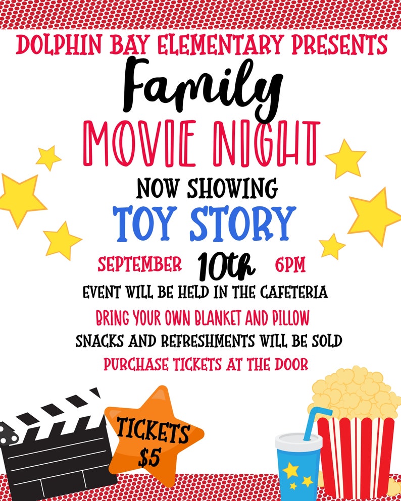 Family Movie Night Editable Flyer Fall Event PTA PTO | Etsy