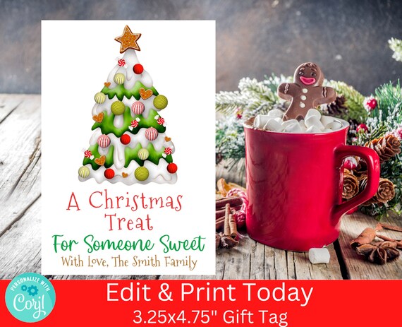 Christmas Tree Gift Tag Template Printable Holiday Favor Tag Editable ...