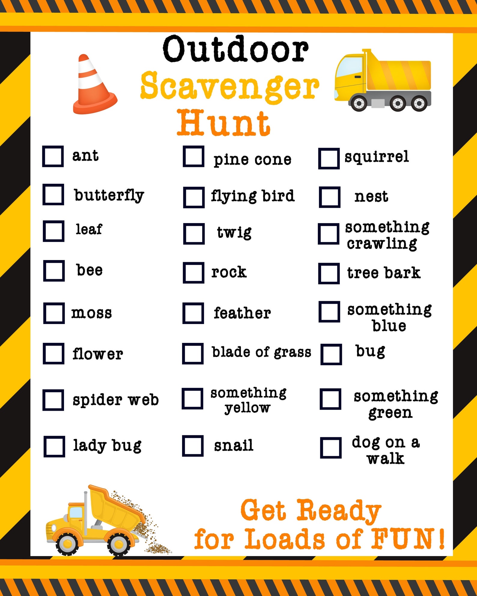 Construction Birthday Party Games Construction Scavenger Hunt - Etsy