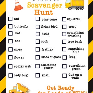 Construction Birthday Party Games Construction Scavenger Hunt Who Knows ...