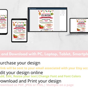 EDITABLE PTO Holiday Meeting PTA Meeting Informational Flyer Printable ...