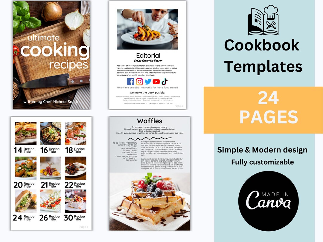 Cookbook Food Blog Template Ebook Template Canva Cookbook Template Food ...