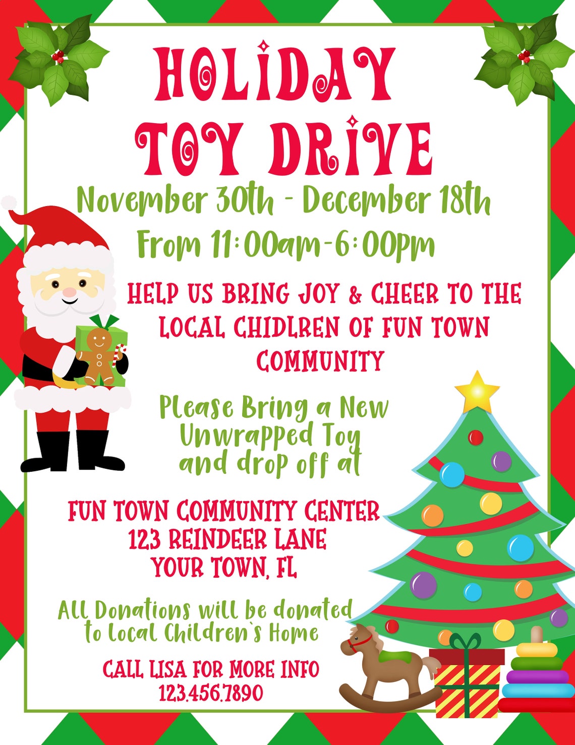 EDITABLE Holiday Toy Drive Editable Flyer Christmas Toy Drive - Etsy
