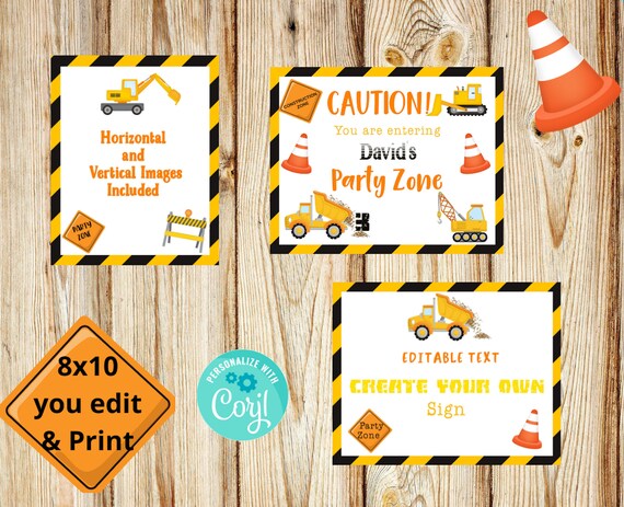 Construction Birthday Party Signs Construction Party Signs Construction ...