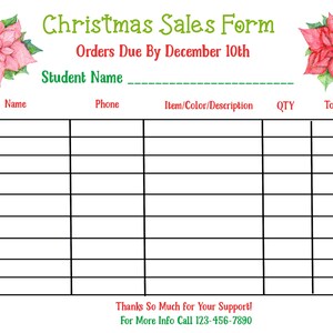 Poinsettia Fundraiser Flyer, Christmas School Church Pto Pta, Editable ...