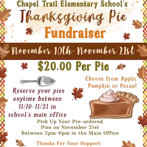 Thanksgiving Pie Fundraiser Flyer Thanksgiving Pie Flyer School Event ...