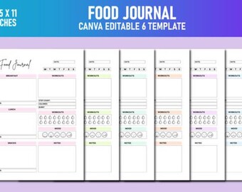 Food Journal Printable Digital Food Diary Daily Food Journal Fitness ...