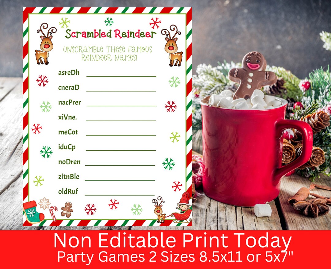 Christmas Party Game, Xmas Cookie Game, Reindeer Christmas Family Game ...
