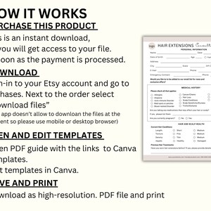 Editable Hair Extension Agreement Form Templates Hair Salon Canva ...