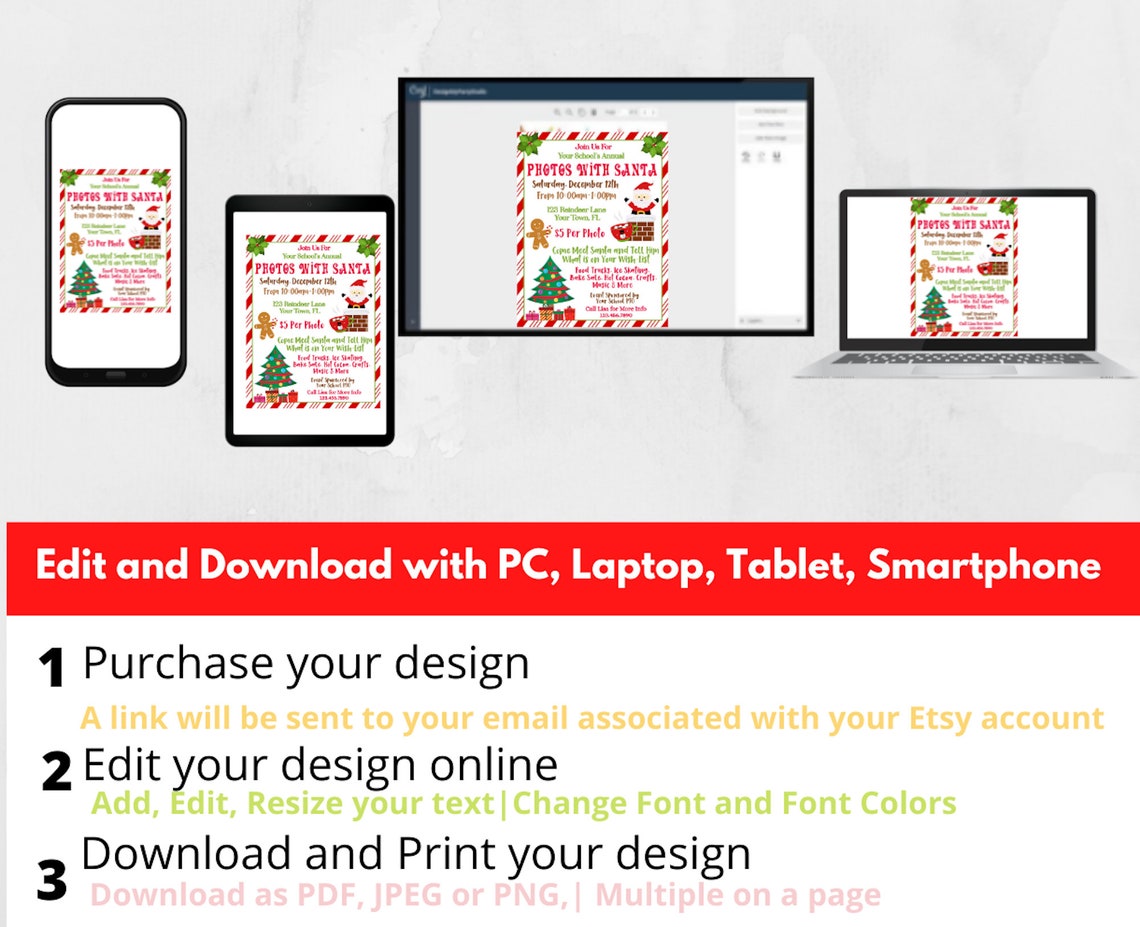 EDITABLE Photos With Santa Flyer Picture With Santa Self - Etsy