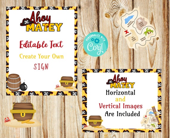 Pirate Party Signs Pirate Sign Printable Pirate Party Sign Pirate Party ...