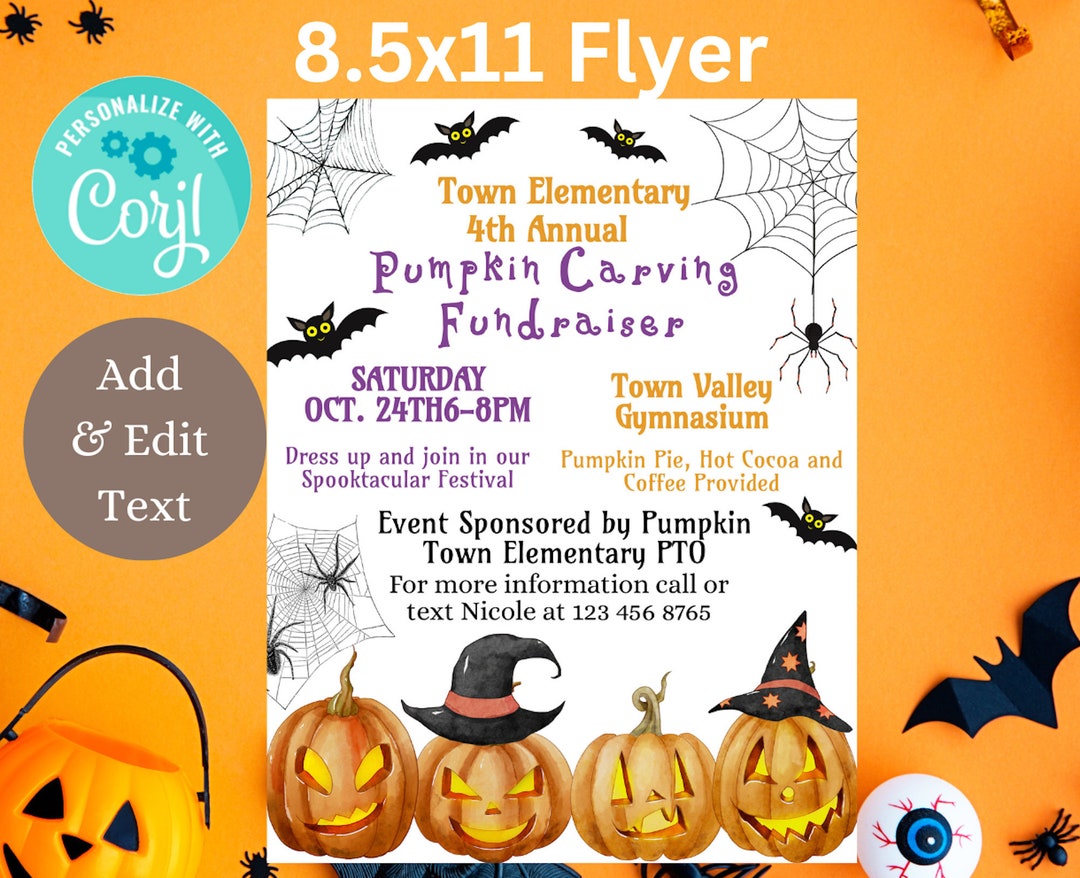 Pumpkin Carving Fundraiser Flyer Editable Pumpkin Carving - Etsy