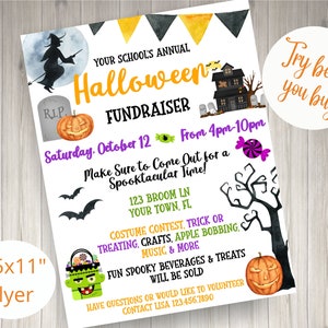 Halloween Fundraiser Flyer EDITABLE Halloween Movie Night Costume Party ...