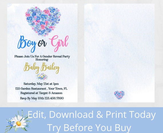 Baby Shower Luncheon Invitation Heart Baby Shower Invitation Daisy Baby ...