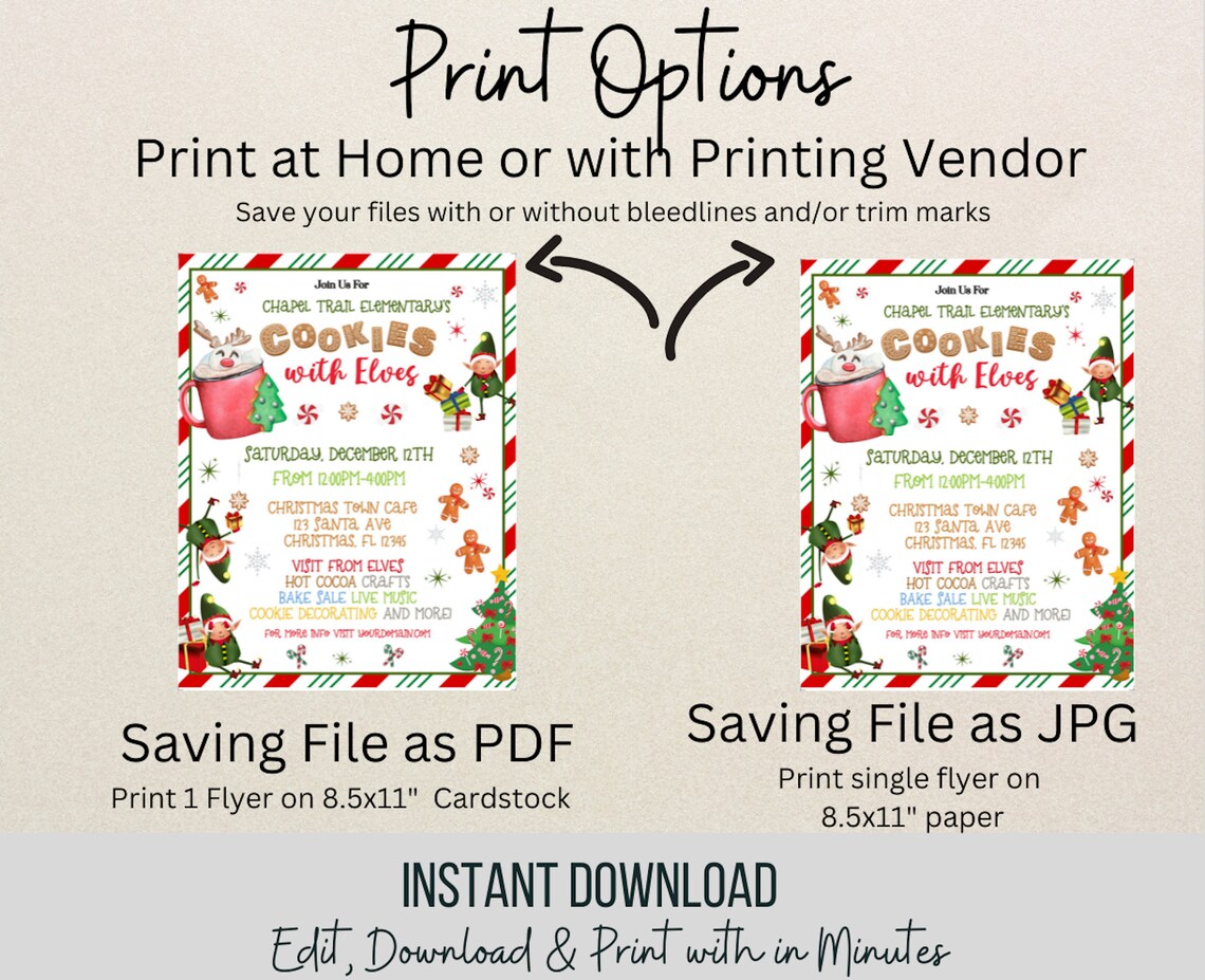 Cookies With Elves Editable Flyer INSTANT DOWNLOAD Photos - Etsy