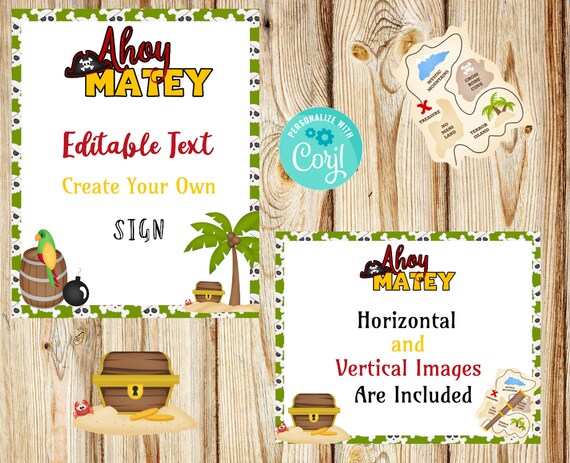 Editable Pirate Party Signs Pirate Sign Printable Pirate Party Sign ...