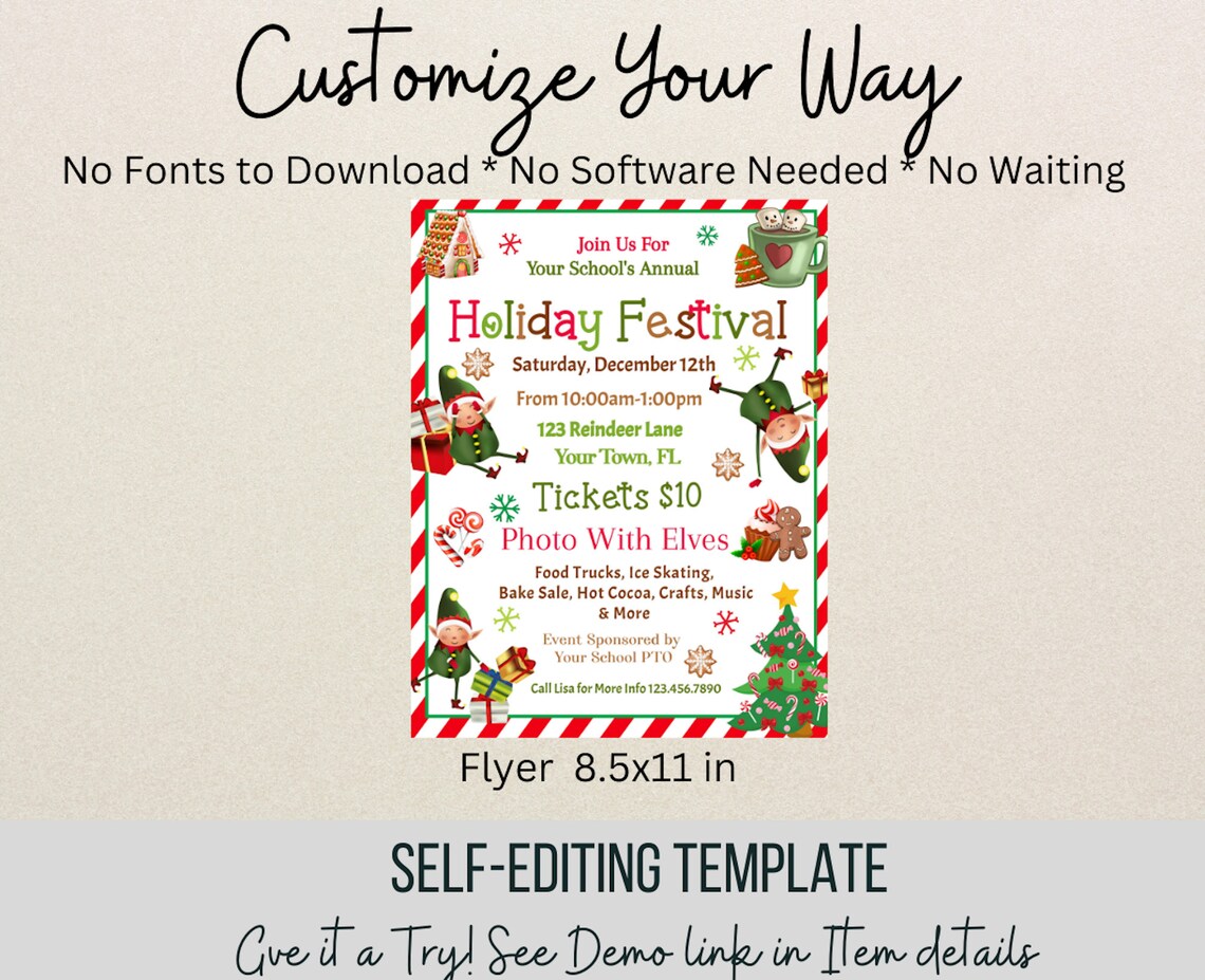 EDITABLE Photos With Elves Flyer Picture With Elves Self - Etsy