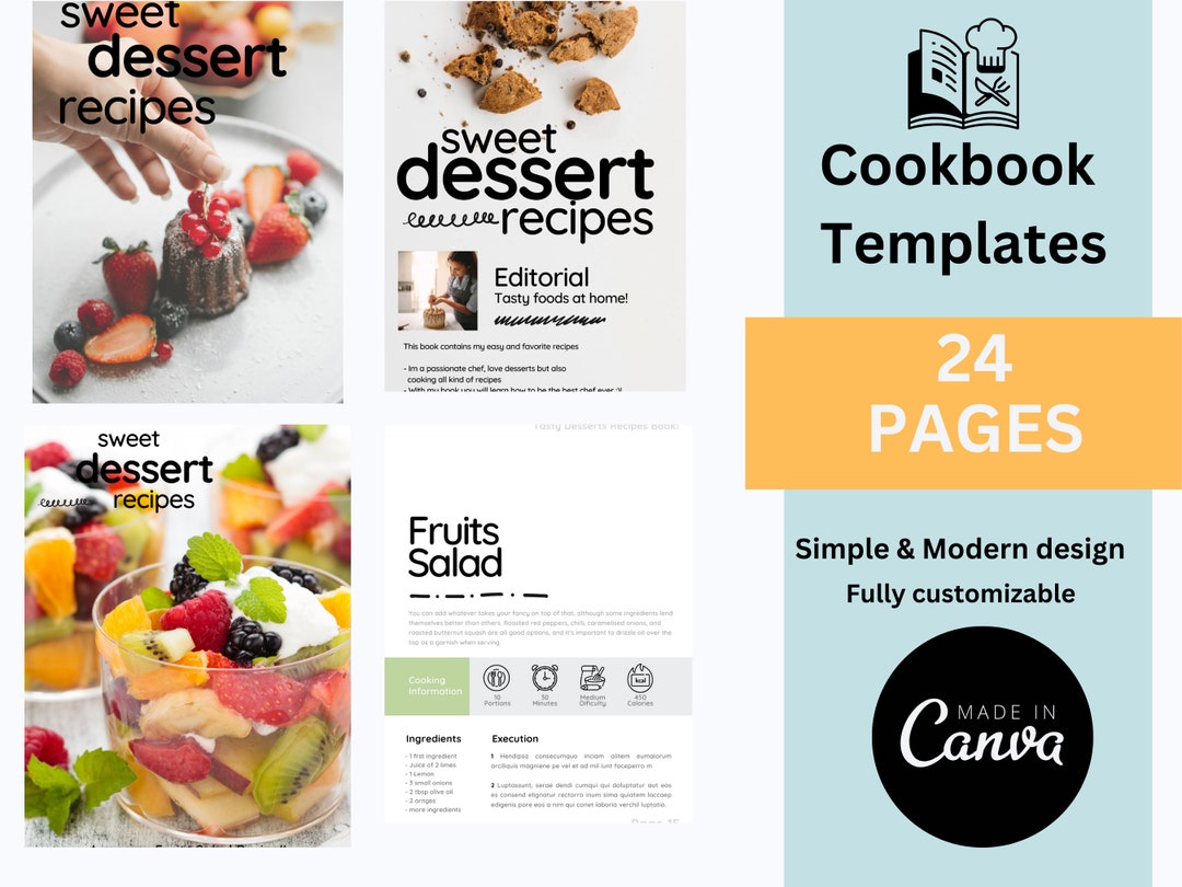 Dessert Cookbook Template Ebook Template Canva Desserts Cookbook ...