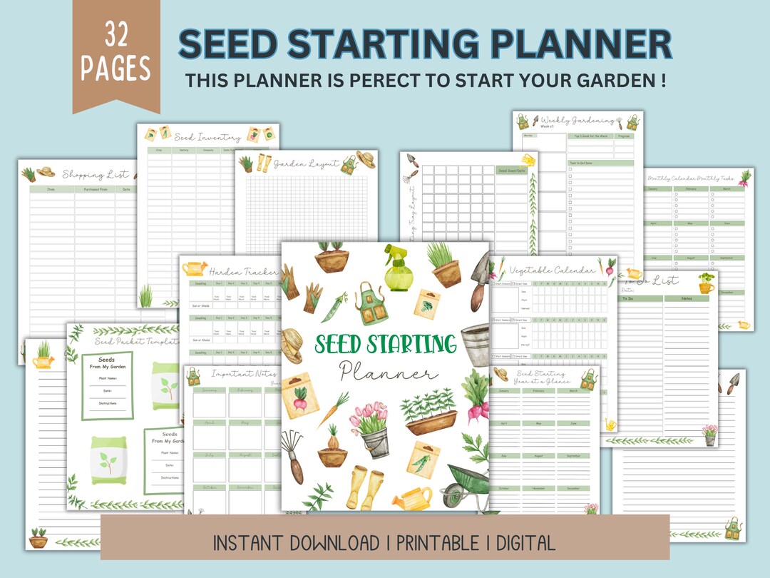 Seed Starting Planne Garden Planner Gardening Planner Seed Organizer ...