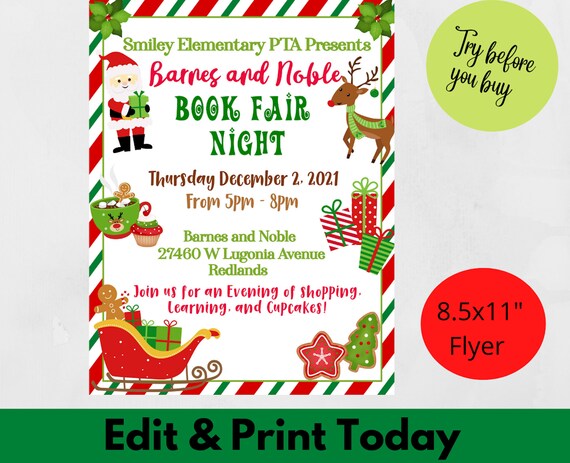 EDITABLE School Book Fair Flyer Holiday Book Fair Editable Flyer ...