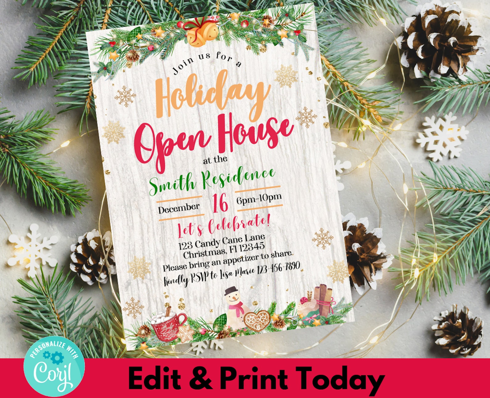 Holiday Open House Party Invitation Holiday Cocktail Party - Etsy