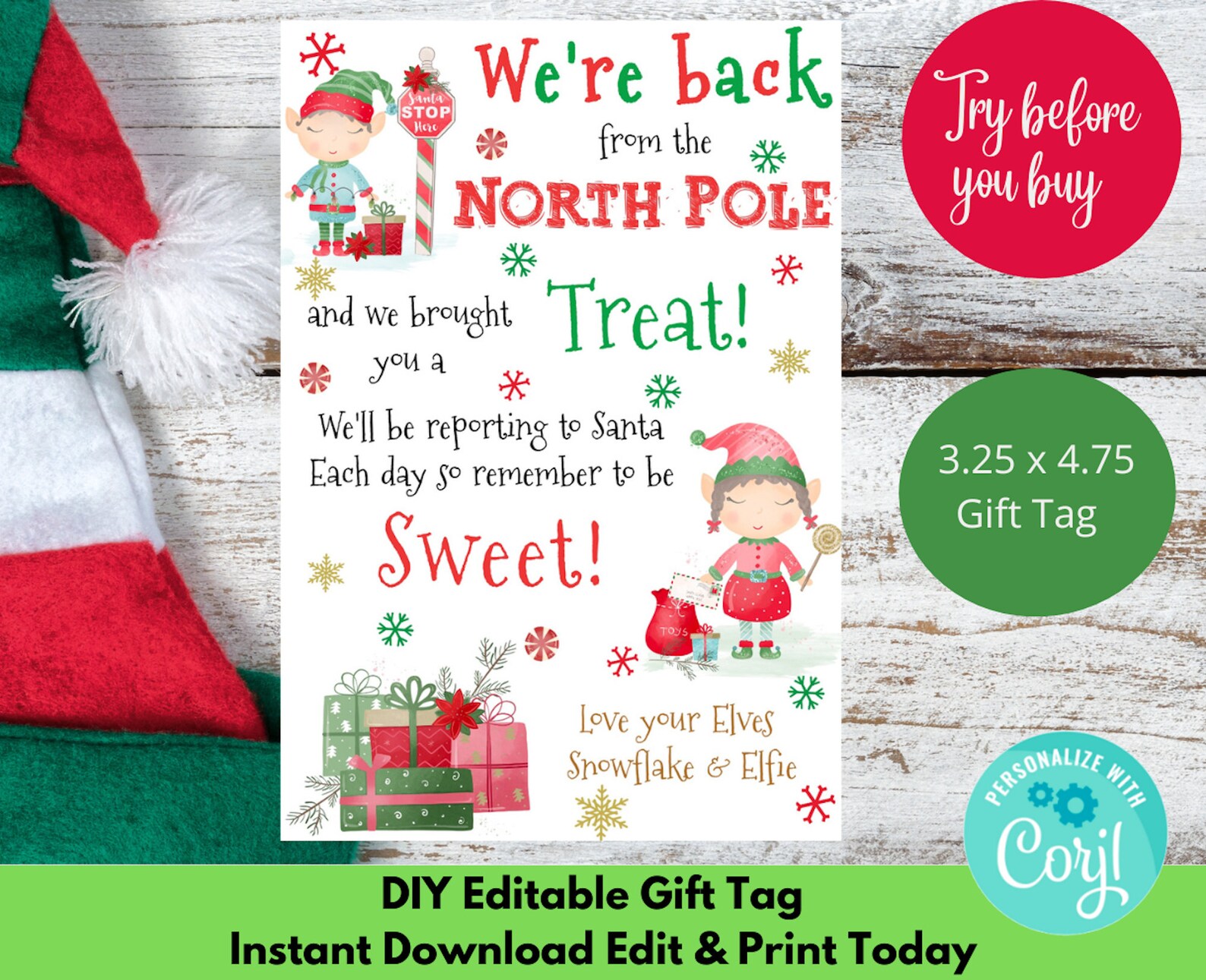 Elf Arrival Gift Tags I'm Back From the North Pole Treat - Etsy