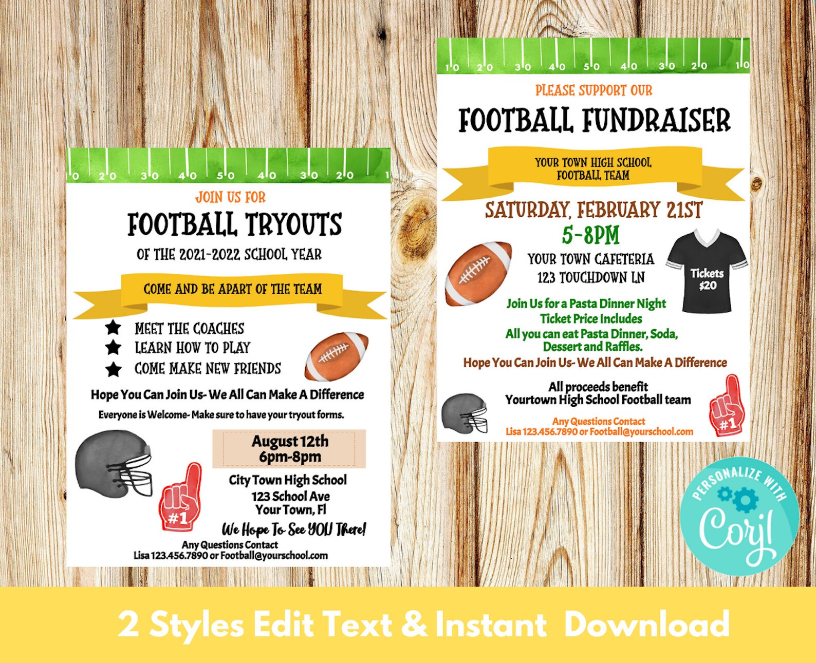 EDITABLE Football Fundraiser Flyer Printable PTA PTO Flyer - Etsy
