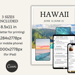 Editable Hawaii Travel Itinerary Template Hawaii Trip Printable Planner ...