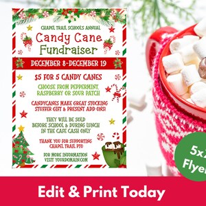 Christmas Candy Cane Fundraiser Flyer Printable PTO PTA School ...