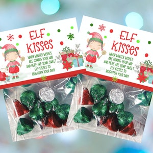 Elf Kisses Treat Bags Treat Topper Christmas Gift Tags Christmas Treat ...