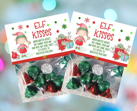 Elf Kisses Treat Bags Treat Topper Christmas Gift Tags Christmas Treat ...