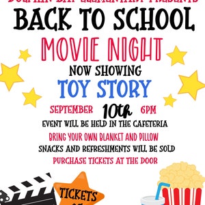 Family Movie Night Editable Flyer Fall Event PTA PTO Fundraiser Flyer ...