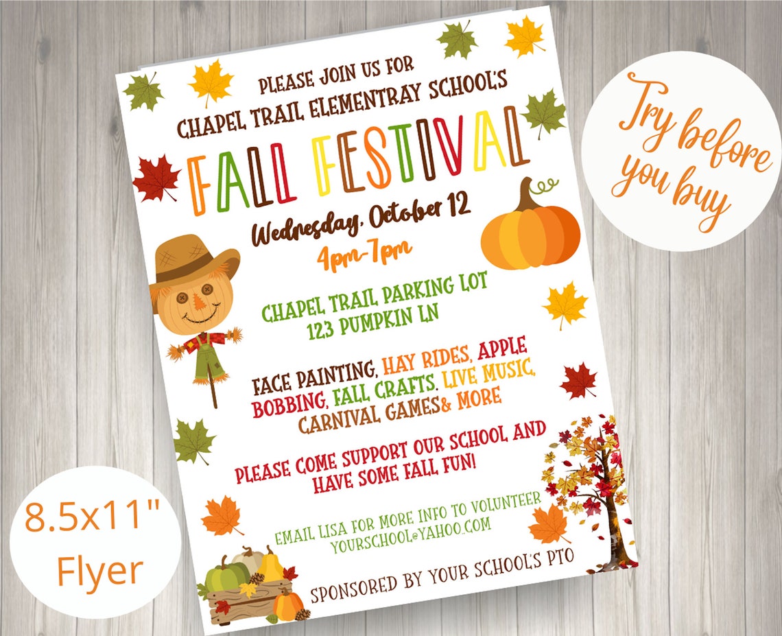 EDITABLE Fall Festival Fall Harvest Flyer Fall Poster - Etsy